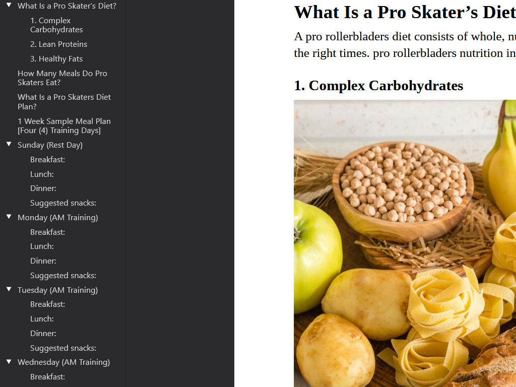 Pro Skater Diet Meal Plan | Edd Cafe